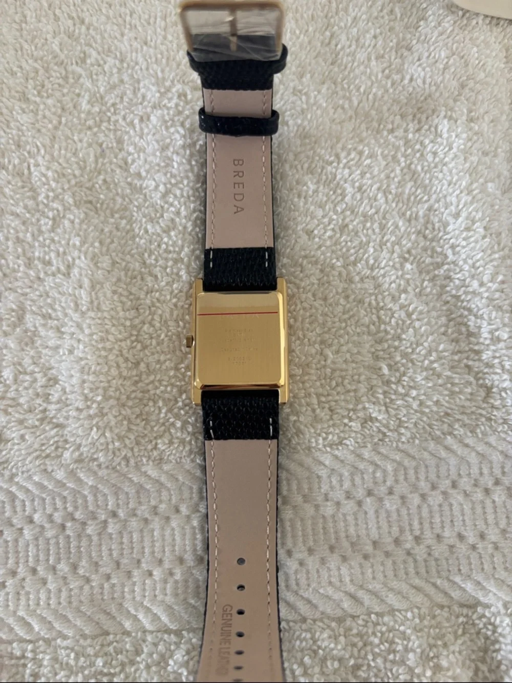 Breda | Accessories | Classic Goldtone Square Watch With Black Strap ...